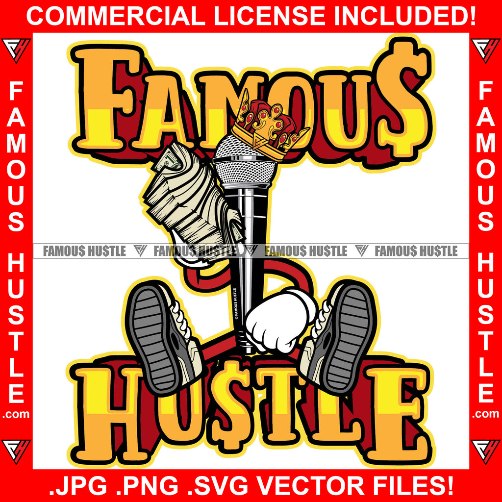 Famous Hustle King Mic Money Bundle Cash In Hand Sneakers Hip Hop Rap ...