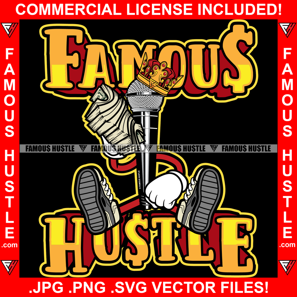 Famous Hustle King Mic Money Bundle Cash In Hand Sneakers Hip Hop Rap ...
