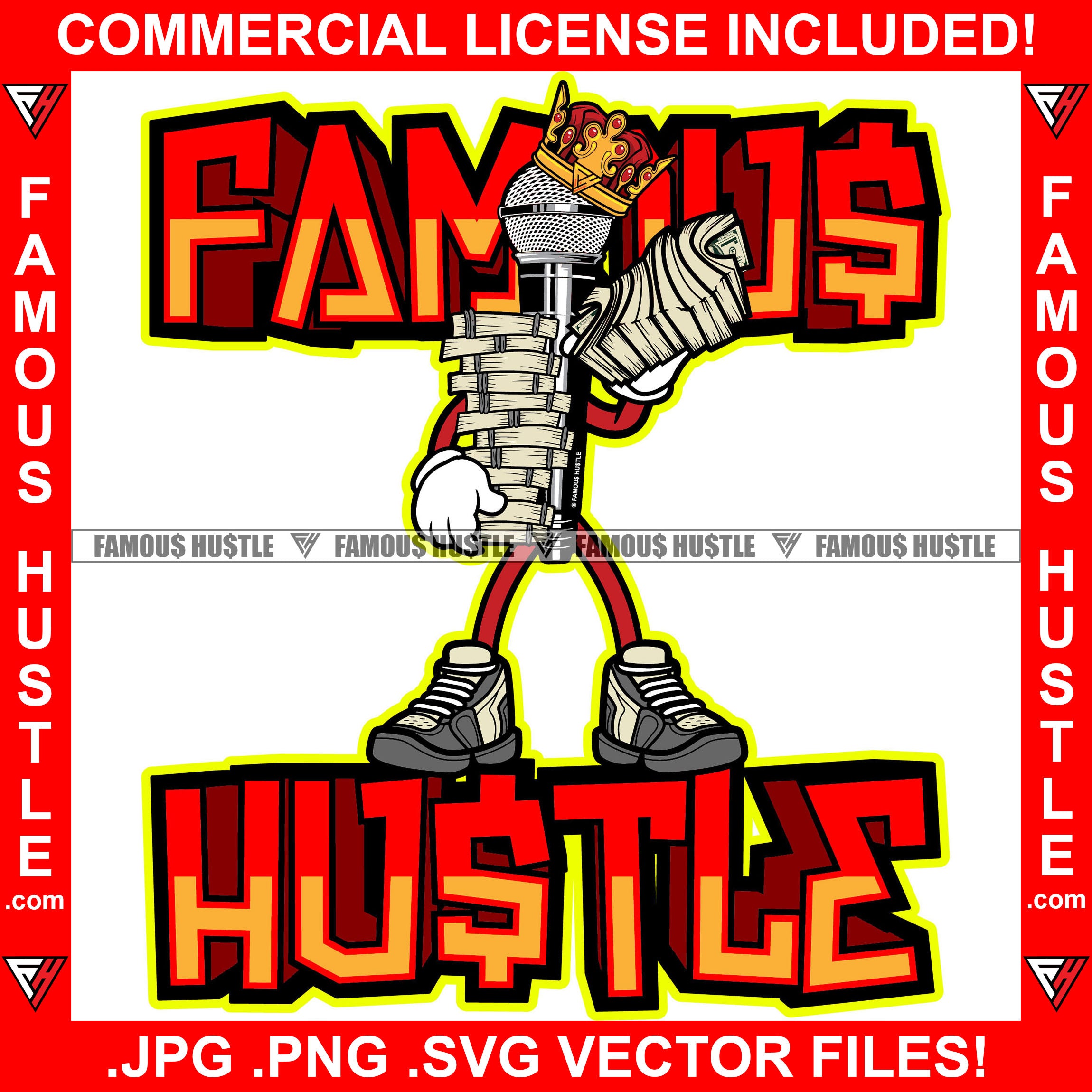 Famous Hustle Money Talks King Mic Bundle Cash In Both Hands Sneakers ...