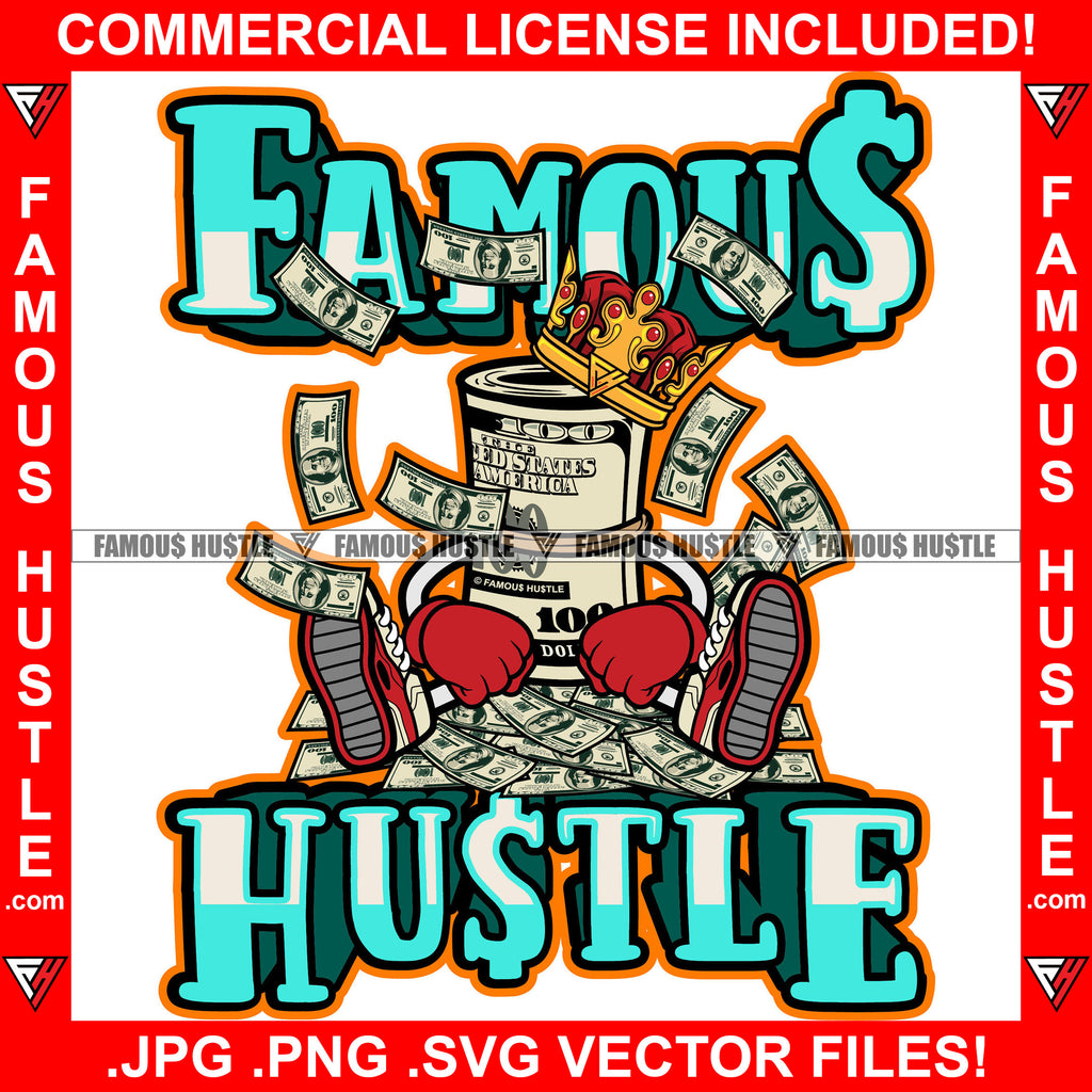Famous Hustle King Gangster 100 Dollar Bill Money Roll Cash Falling In ...