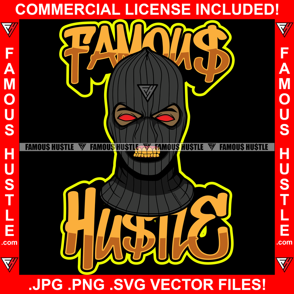 Famous Hustle Gangster Man Black Ski Mask Face Gold Teeth Red Eyes Rob ...